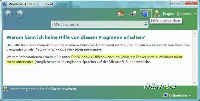 Fehler bei Anzeige von Hilfedateien - WinHlp32.exe fehlt - Tipps & Tricks