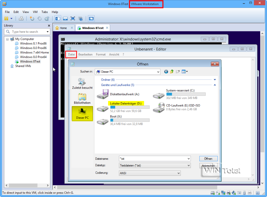 Install.wim aus Windows 8.1-Download-Variante mit der Möglichkeit, eine ...