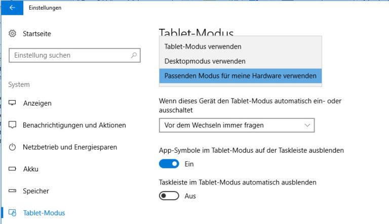 Tabletmodus in Windows 10 aktivieren oder deaktivieren - Tipps & Tricks