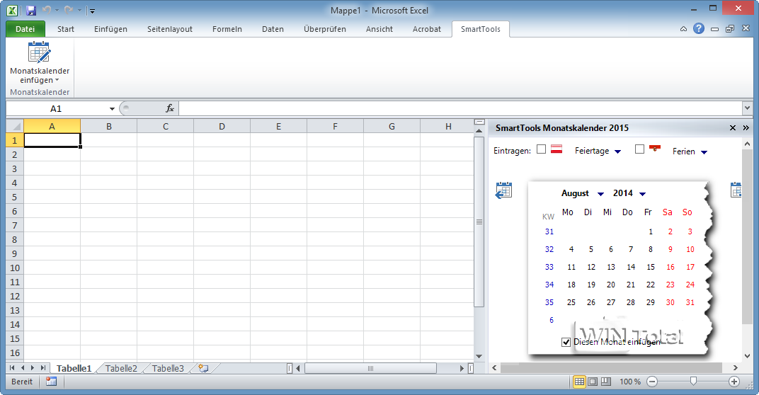 SmartTools Monatskalender für Excel - Download - WinTotal.de