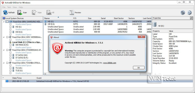Active@ KillDisk - Download - Kostenlos & schnell auf WinTotal.de