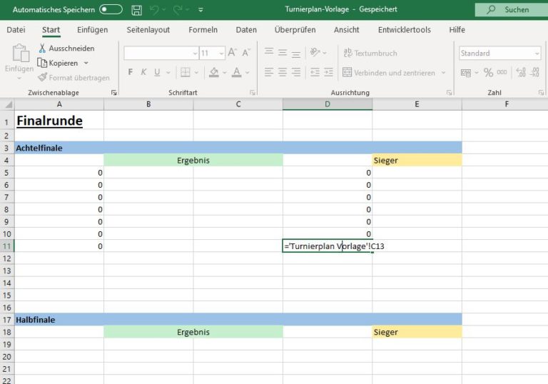 Kostenloser Excel Turnierplan: Anleitung & Vorlage zum Download