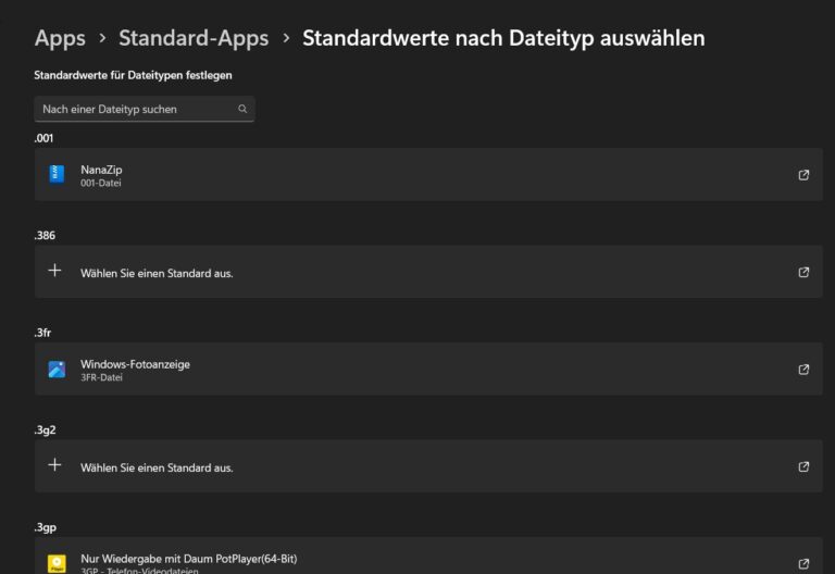 Standards-Apps für verschiedene Dateitypen in Windows 11 ändern - Tipps ...